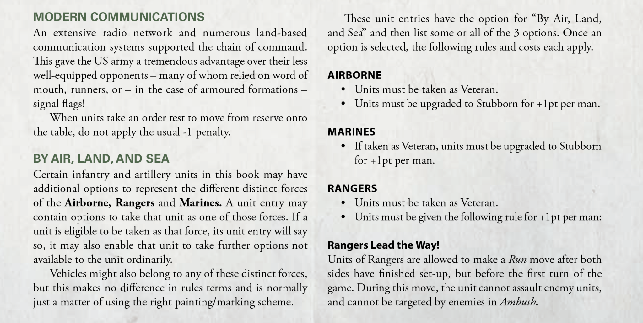 Armies of the United States: Third Edition – Army Special Rules ...